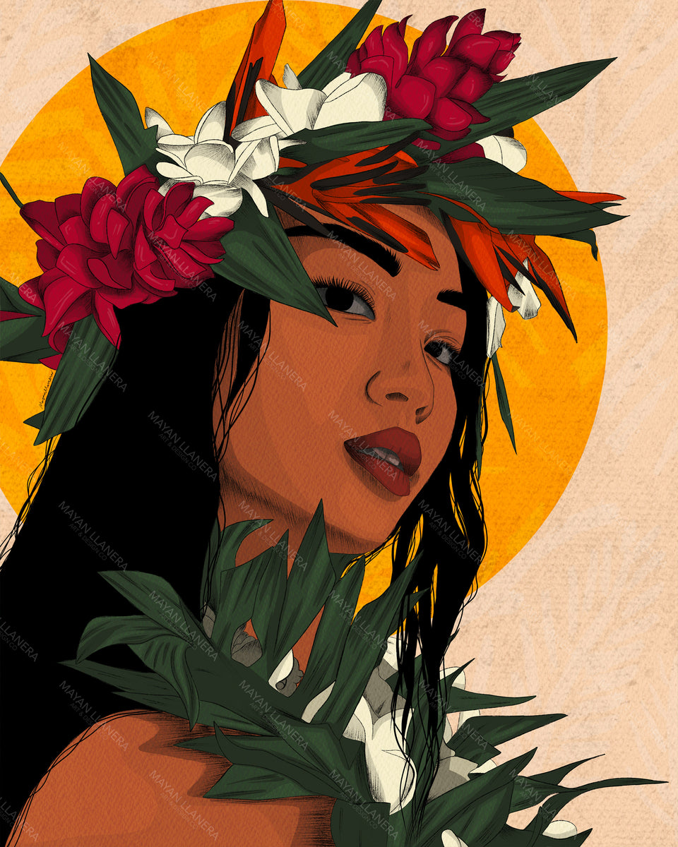 Pualani Crown Art Print – Mayan Llanera Art & Design Co